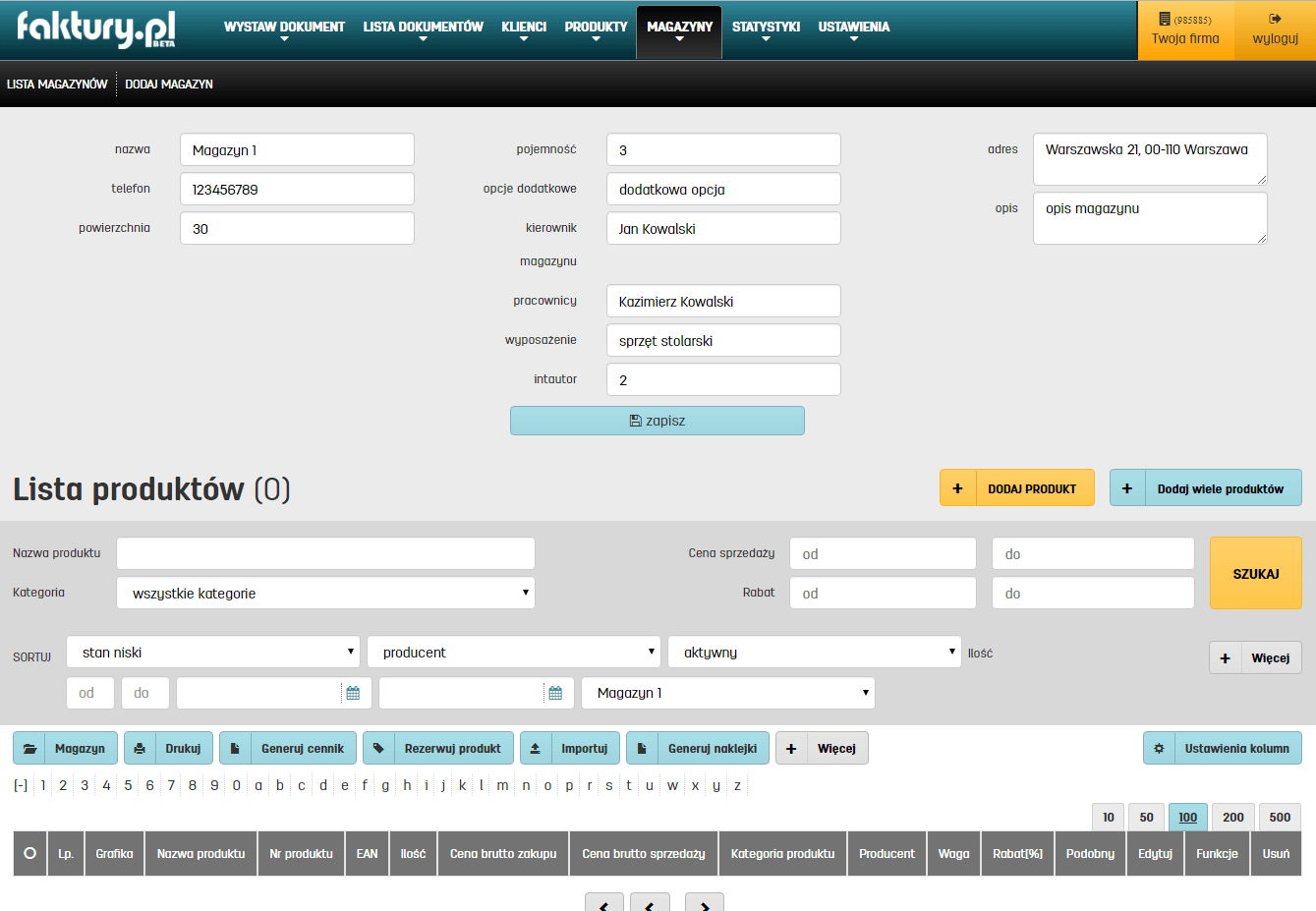 Magazyn online - program afaktury.pl