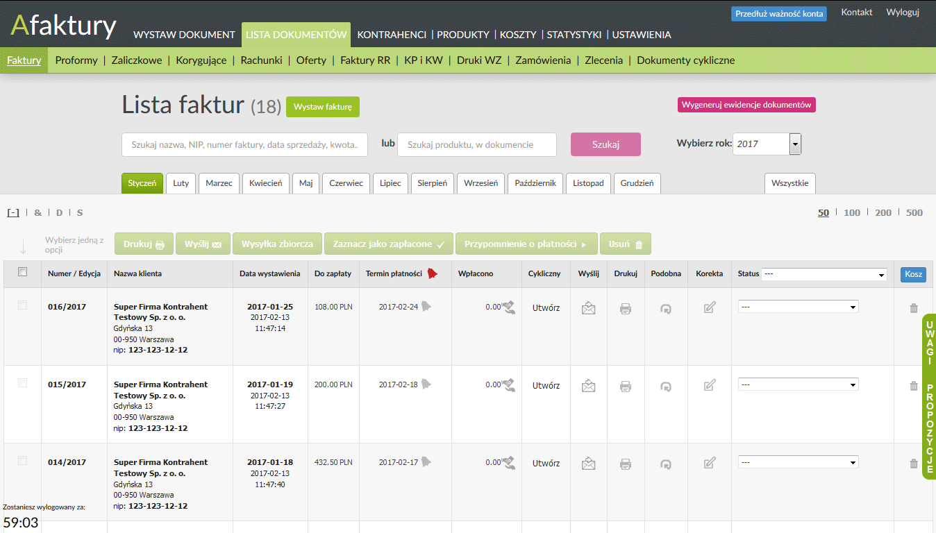 Faktury online faktura vat efaktury wzór faktura JPK online